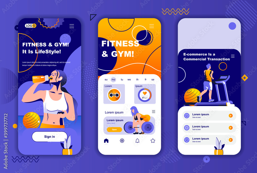 Fitness gym unique design kit for social networks stories. Sports club ...