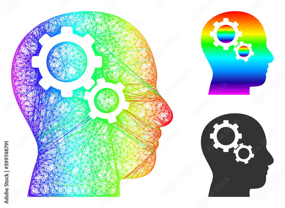 Spectral vibrant net brain gears, and solid spectrum gradient brain ...