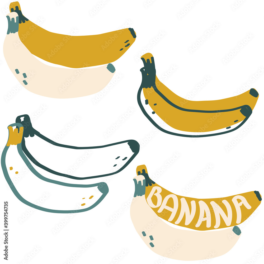 Banana exotic fruit modern flat vector illustration, simple and ...