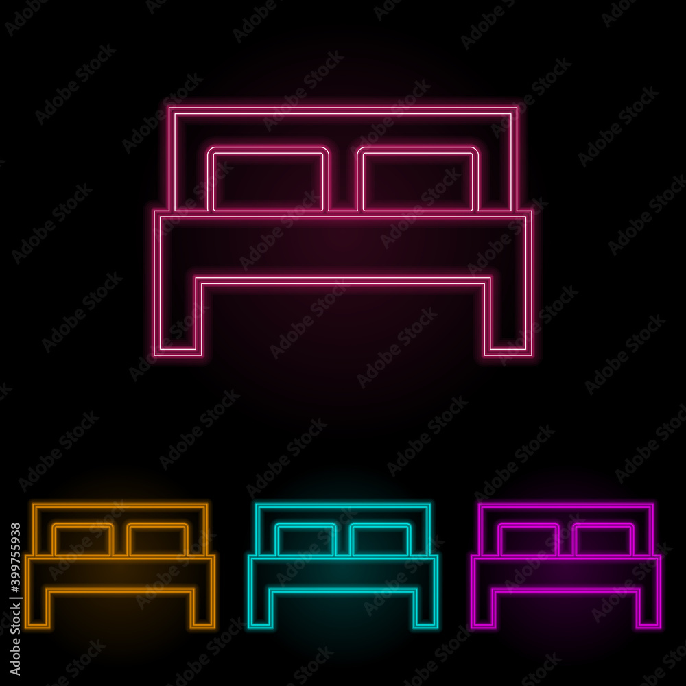 bed color neon set. Simple thin line, outline vector of web icons for ...