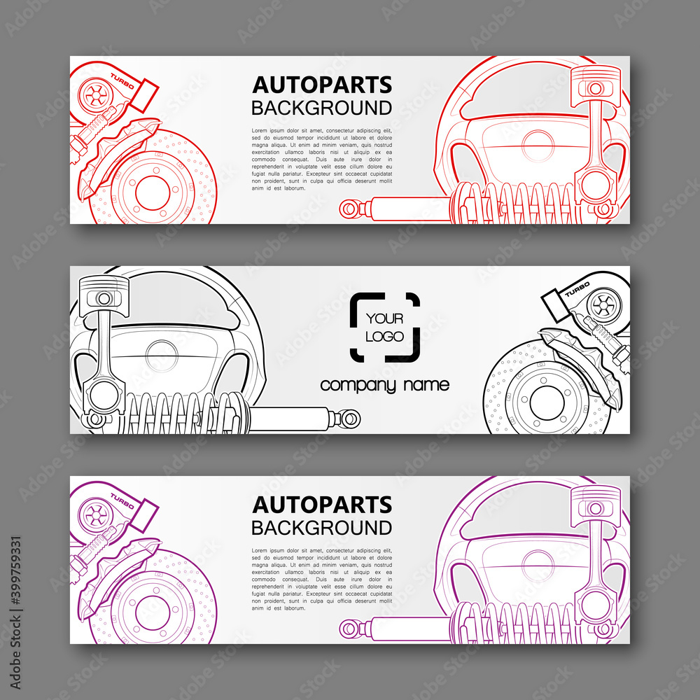 Auto parts banner. Modern template vector design. Vector car service ...