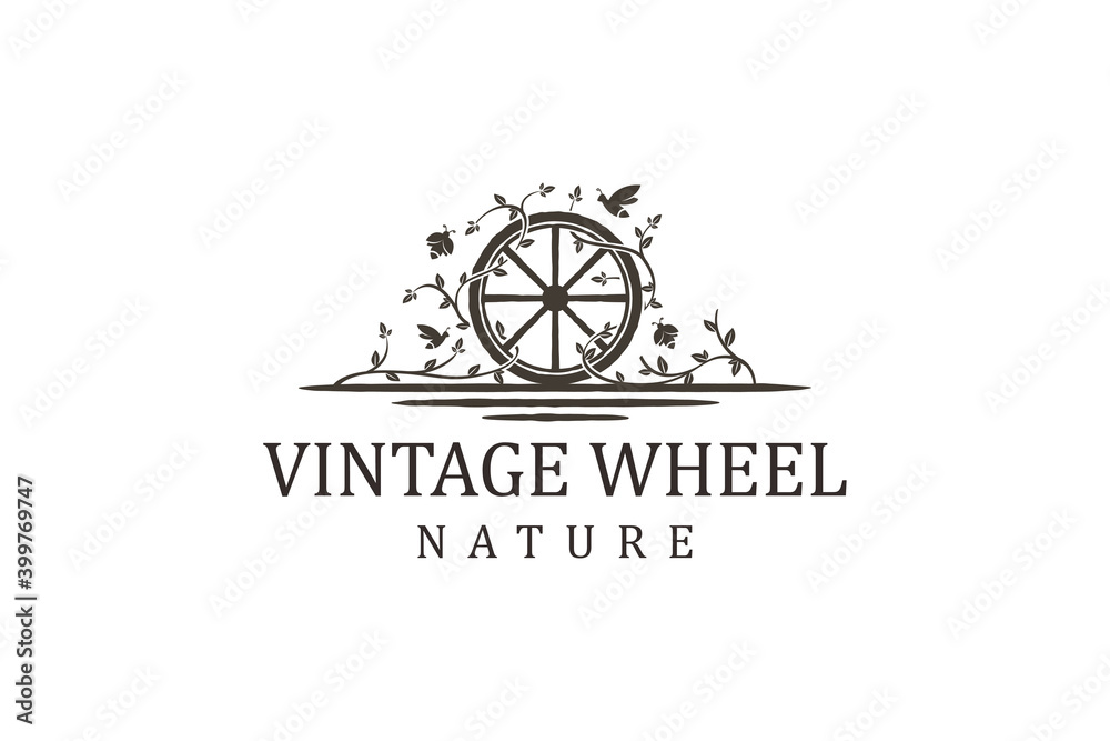 Cart wheel vehicle traditional logo design, farming wagon wood, cart ...