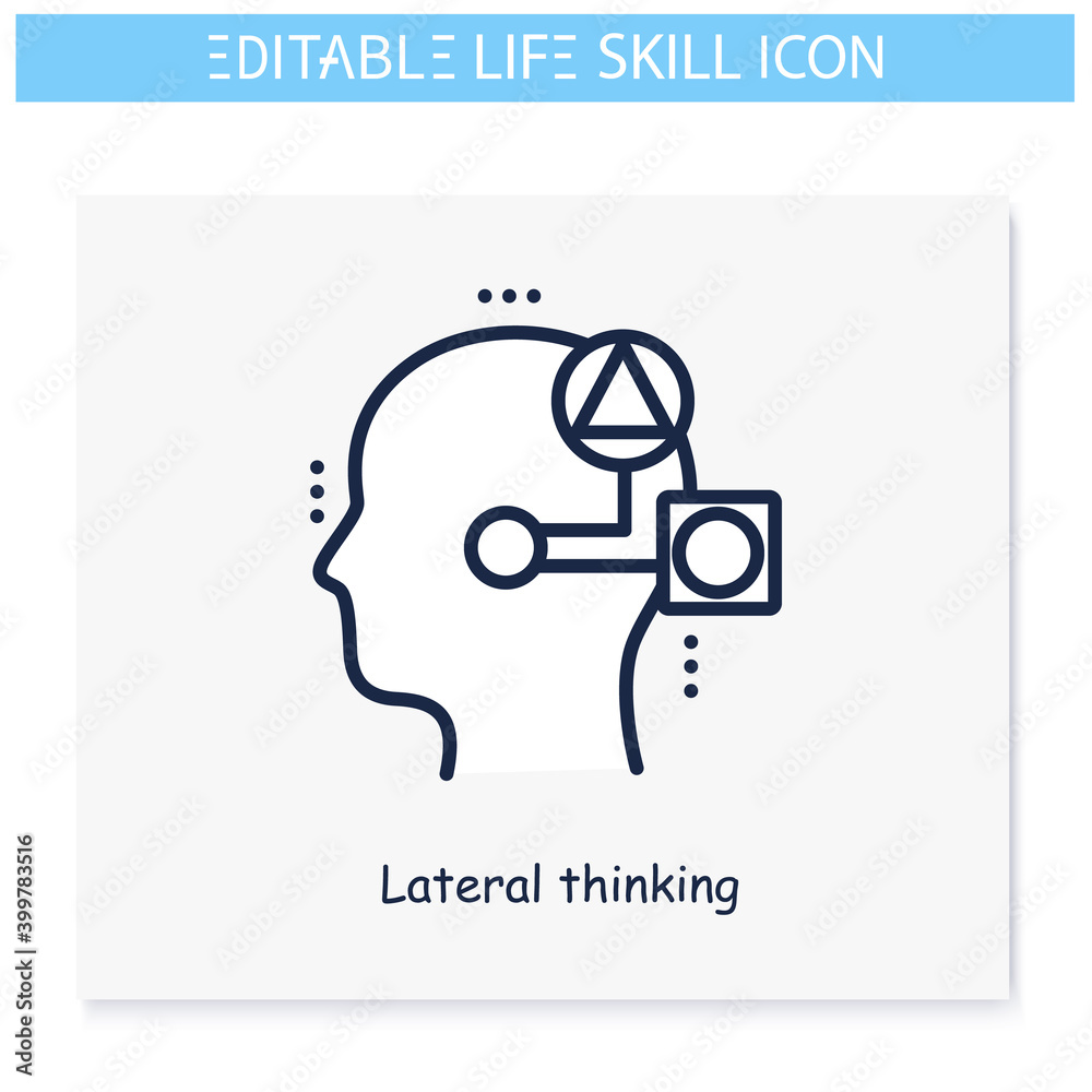 Lateral thinking line icon. Original solutins, ideas. Personality ...