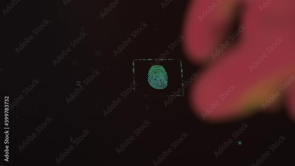 A human finger turns on the touch screen button and activates a ...