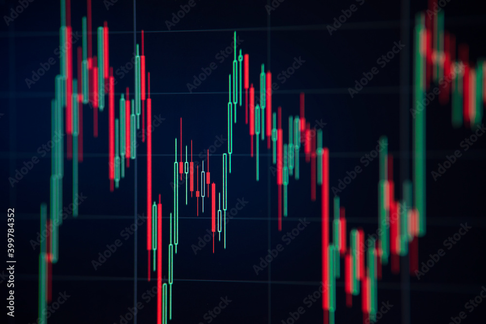 Stock market or forex trading graph and candlestick chart with ...