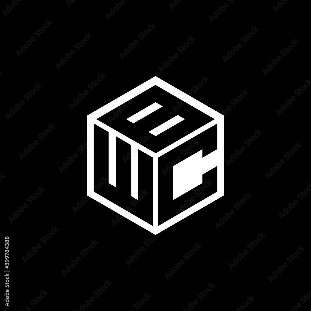 WCB letter logo design with black background in illustrator, cube logo ...