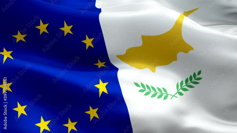 Euro and Cyprus flag waving video in wind footage Full HD. Euro vs ...