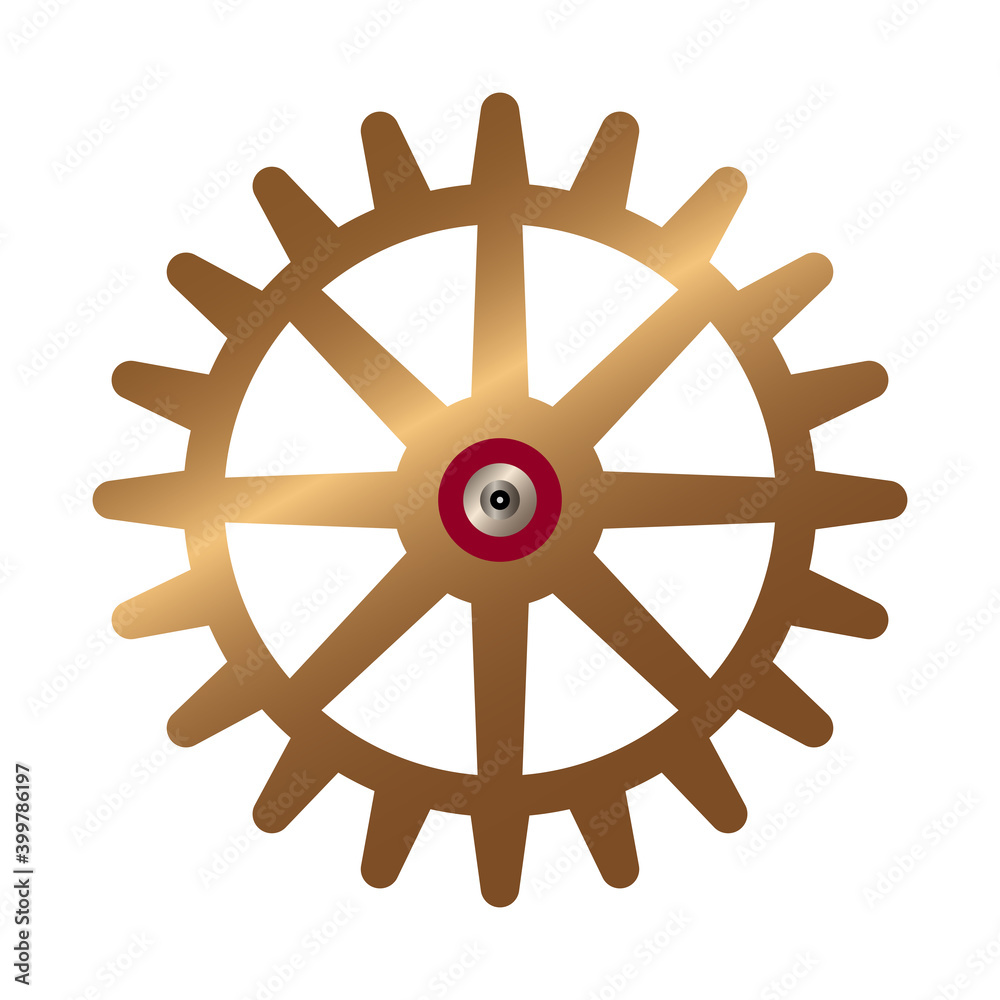 Clock gear with twenty teeth and ruby bearing on the axle. Vector ...