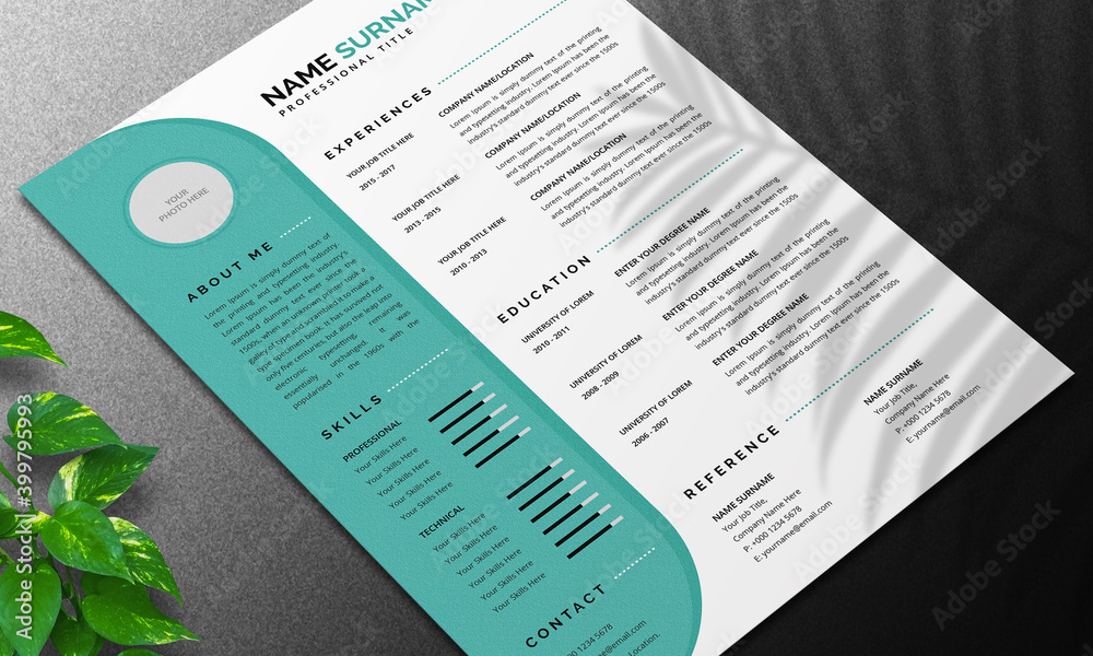 Modern Resume Design Layout. Minimalist Cv/resume and cover letter ...