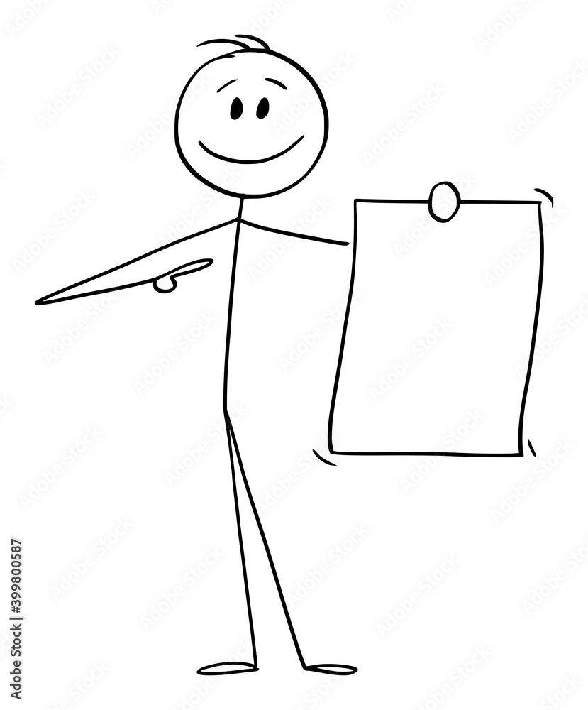 Vector cartoon stick figure illustration of smiling positive man or ...
