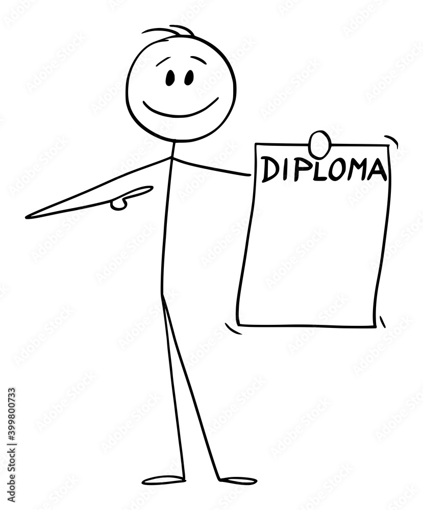 Vector cartoon stick figure illustration of smiling positive man or ...