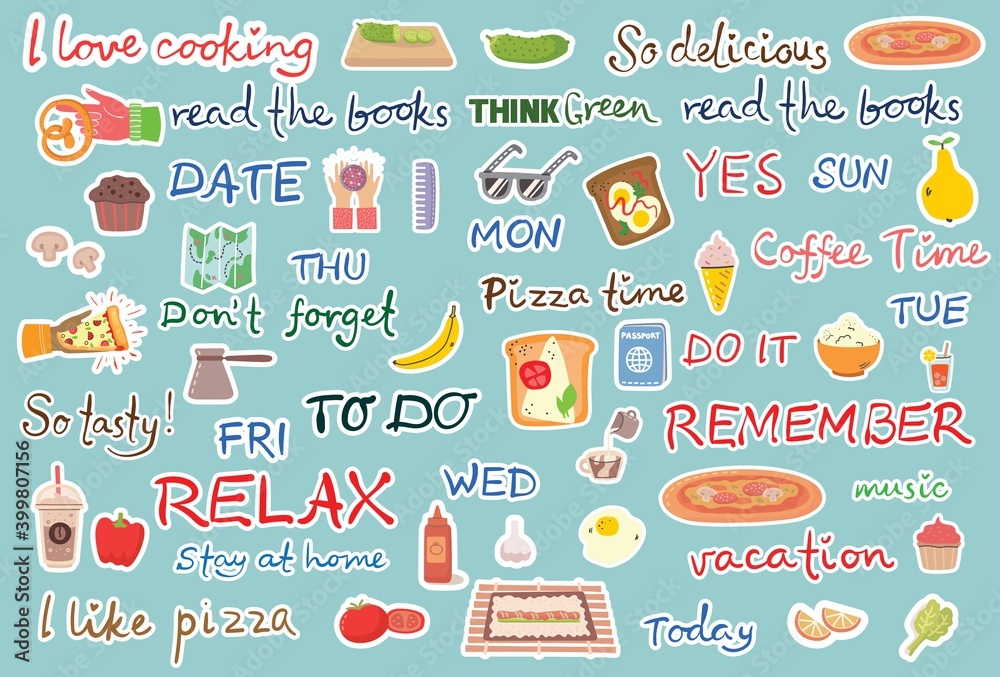 Signs and symbols for organized your diary. Template for scrapbooking ...