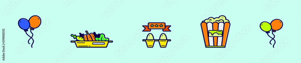 set of county fair cartoon icon design template with various models ...