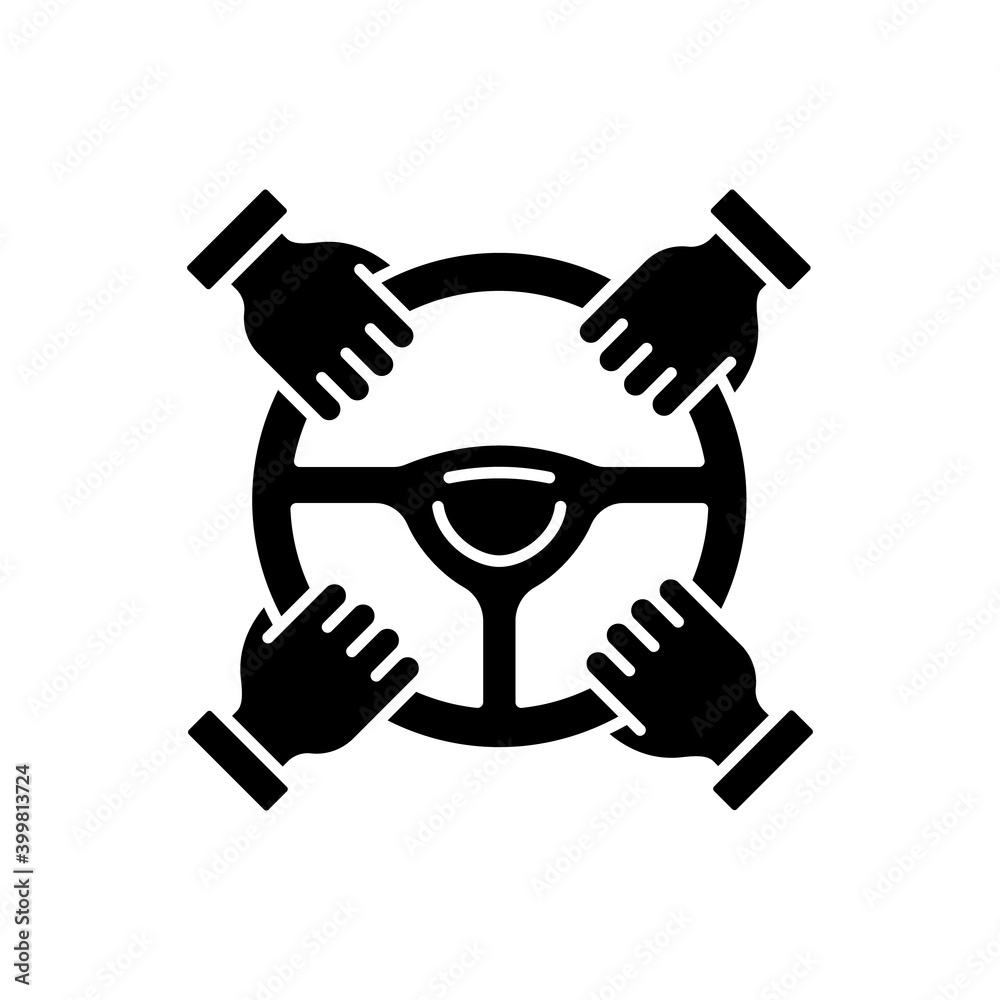 Car sharing black glyph icon. Model of car rental where people rent ...