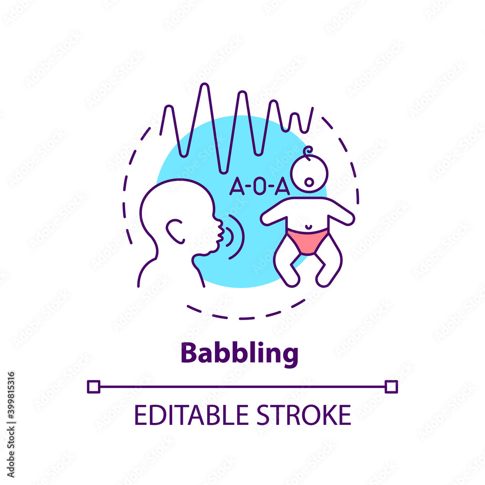 Babbling concept icon. Early speech. Baby talking. Toddler make sound ...