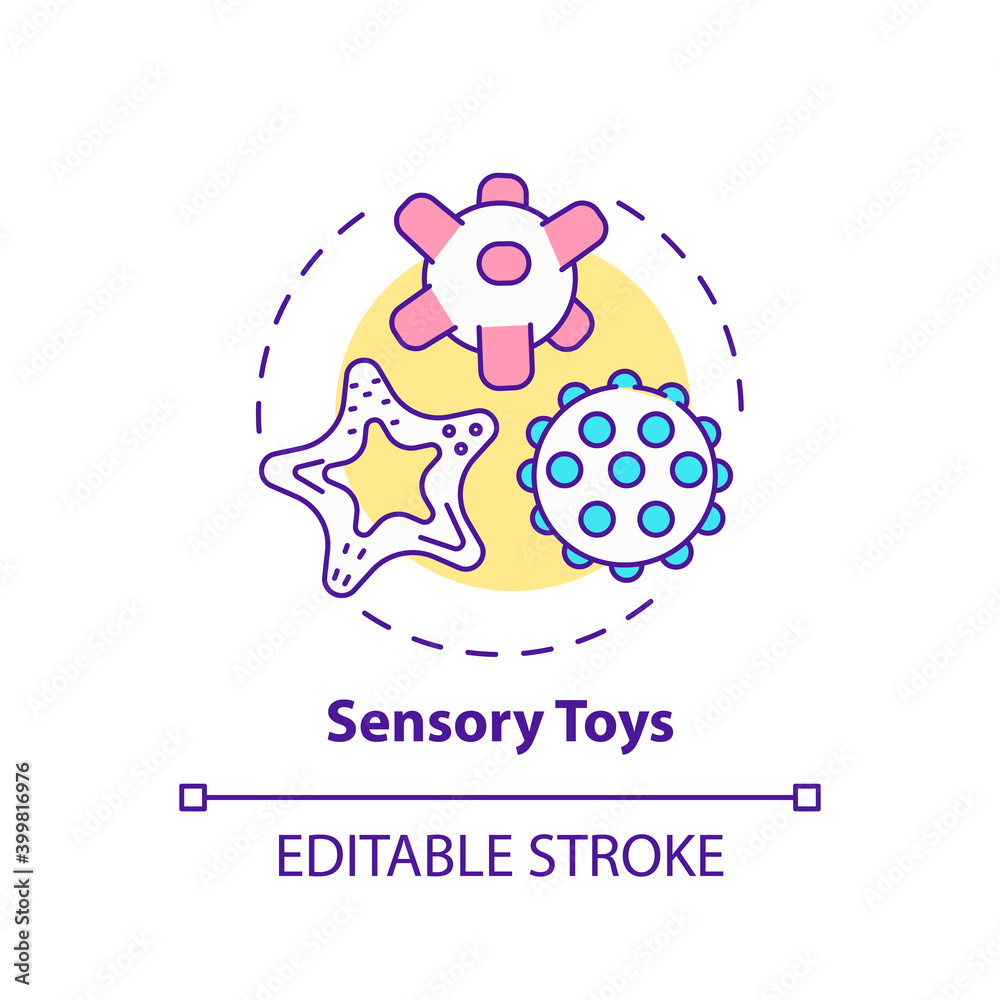 Sensory toys concept icon. Montessori method. Baby with special needs ...