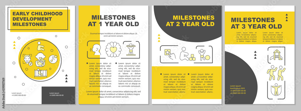 Developmental milestones brochure template. Child growth. Flyer ...