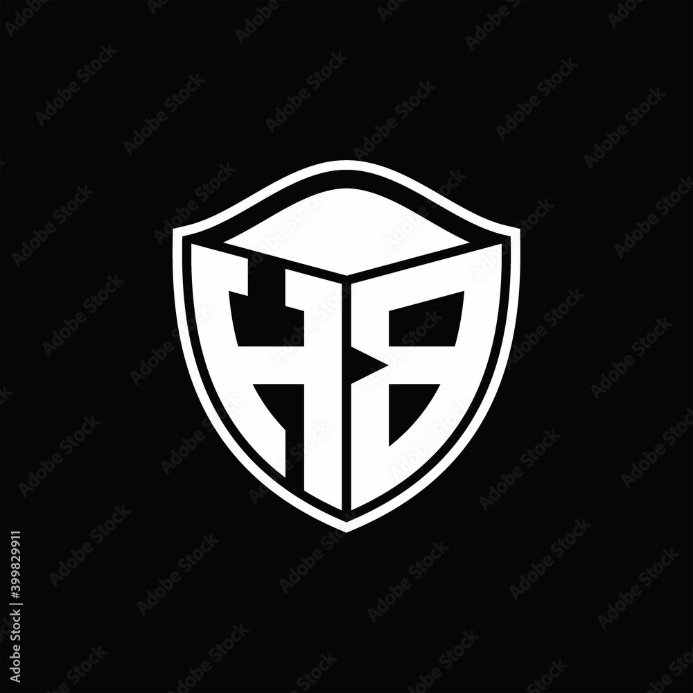 HB Logo monogram shield shape with outline rounded design template ...