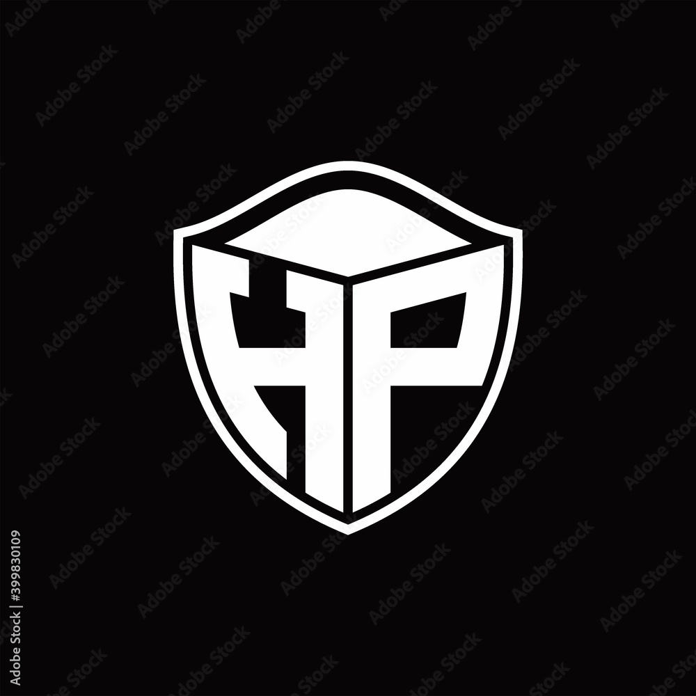 HP Logo monogram shield shape with outline rounded design template ...