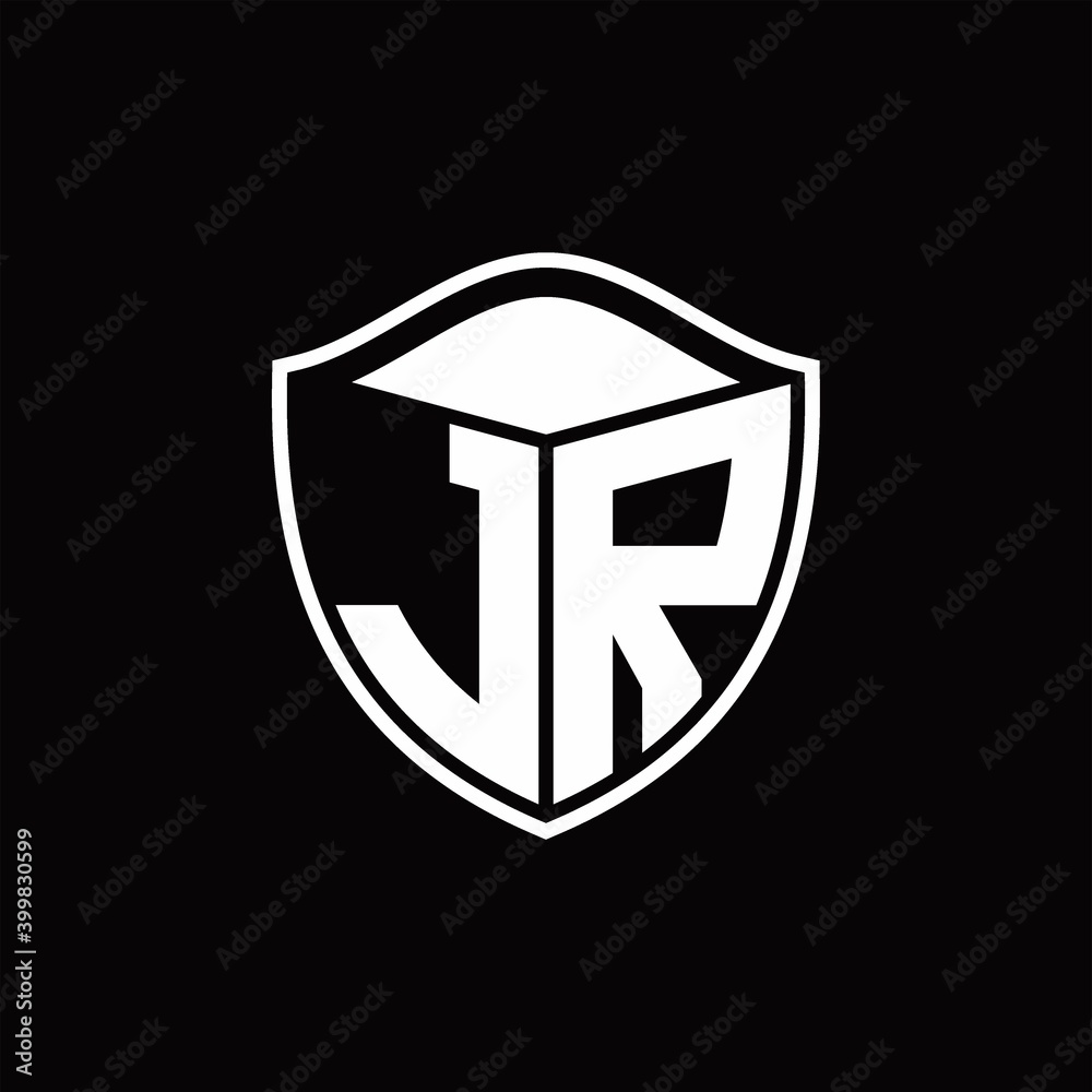 JR Logo monogram shield shape with outline rounded design template ...