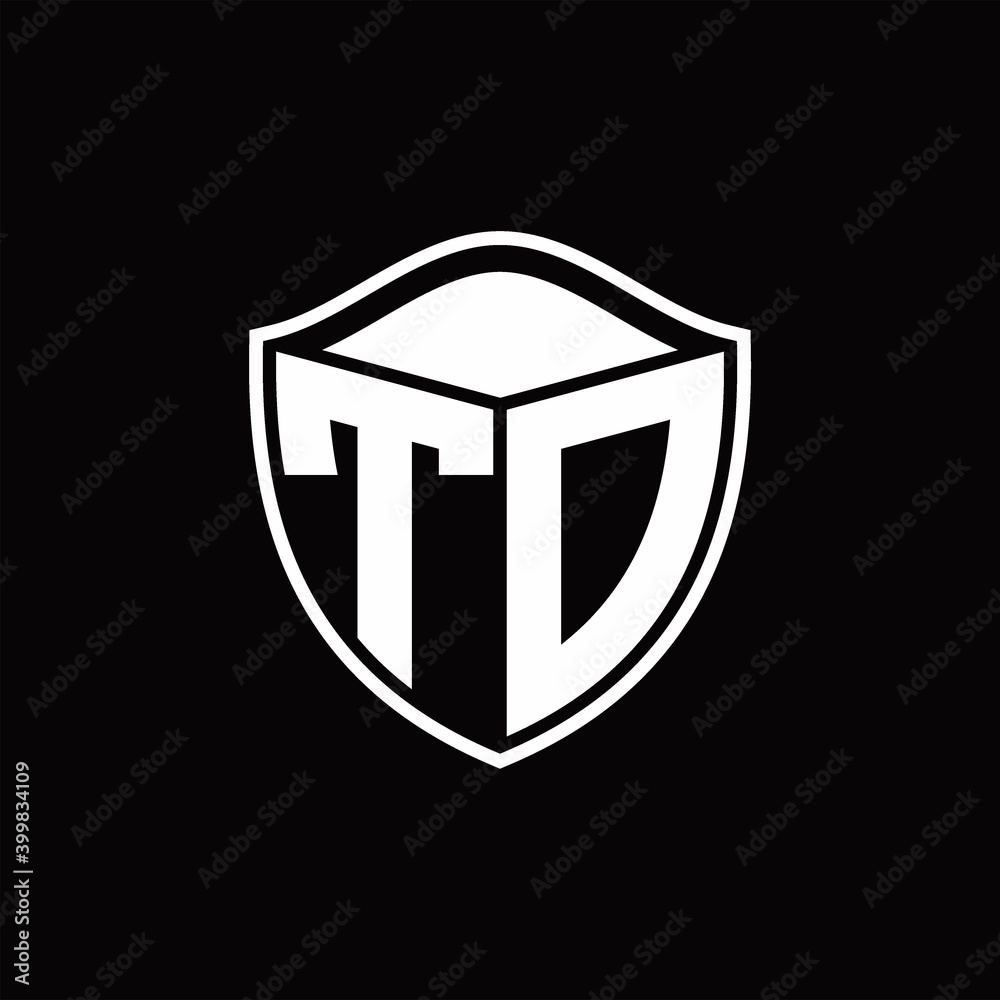 TD Logo monogram shield shape with outline rounded design template ...
