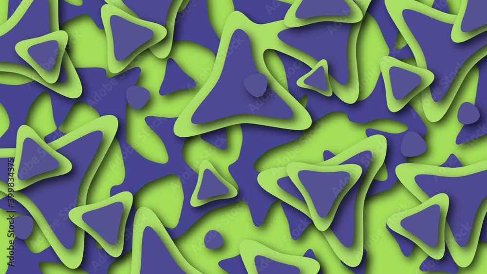 Layered background with wavy and trianle shapes. Smooth forms in ...