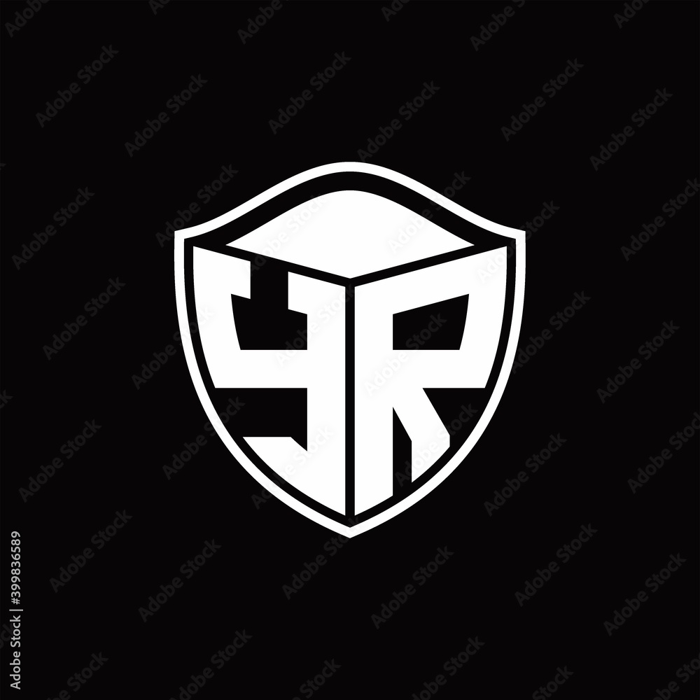 YR Logo monogram shield shape with outline rounded design template ...