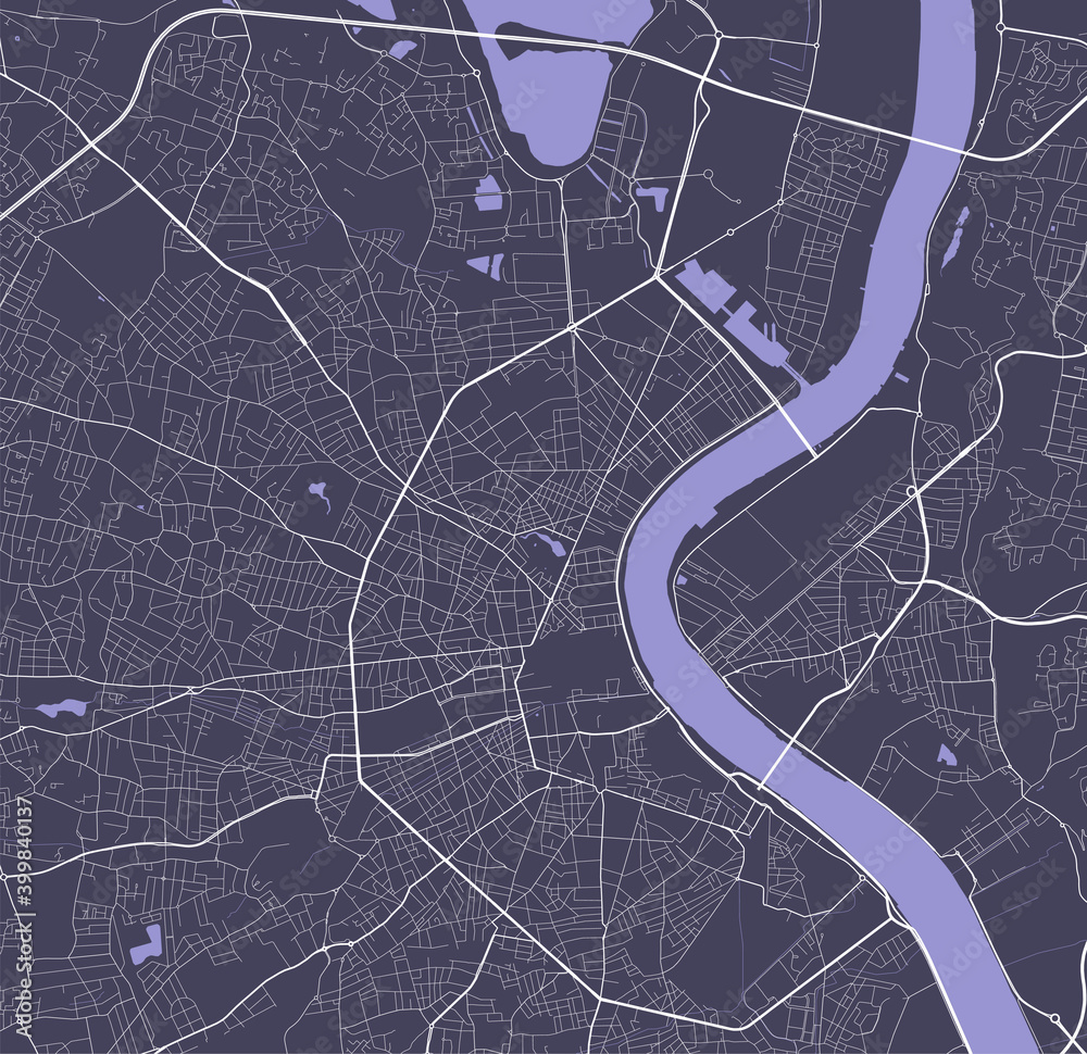 Detailed map of Bordeaux city, linear print map. Cityscape panorama ...