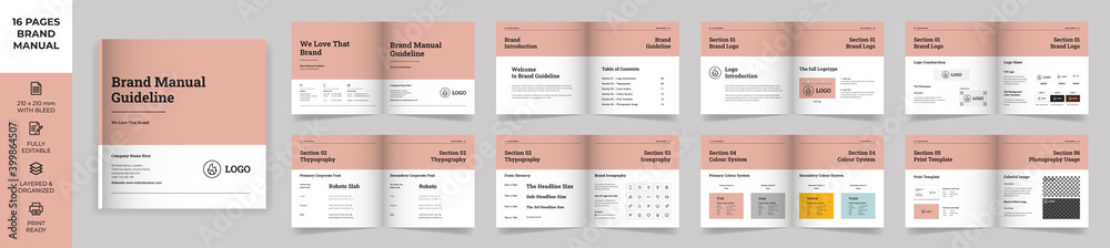 Square Brand Manual Template, Simple style and modern layout Brand ...