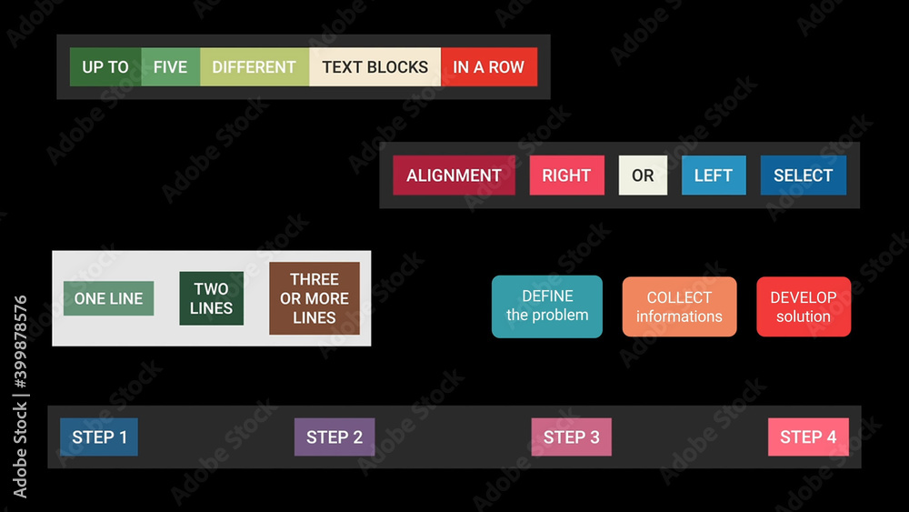 Colorful Small Text Blocks in One Row Stock Template | Adobe Stock