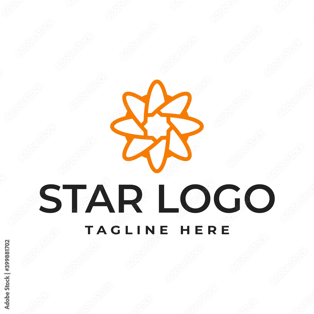 Star logo design with outline style. Outer space vector graphics. Stock ...