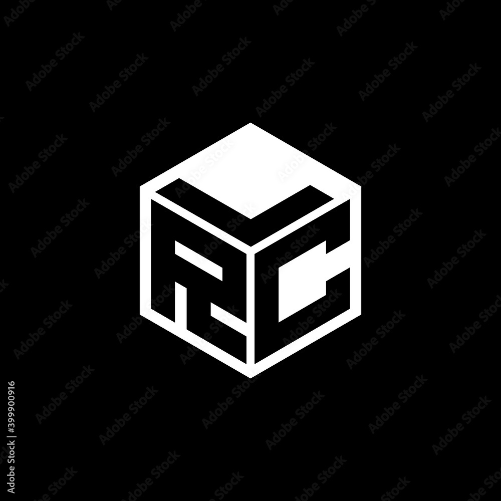 RCL letter logo design with black background in illustrator, cube logo ...