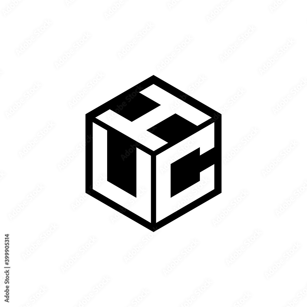 UCH letter logo design with white background in illustrator, cube logo ...