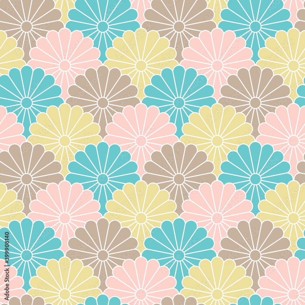 Seamless floral pattern. Pink Japanese national flower chrysanthemum ...