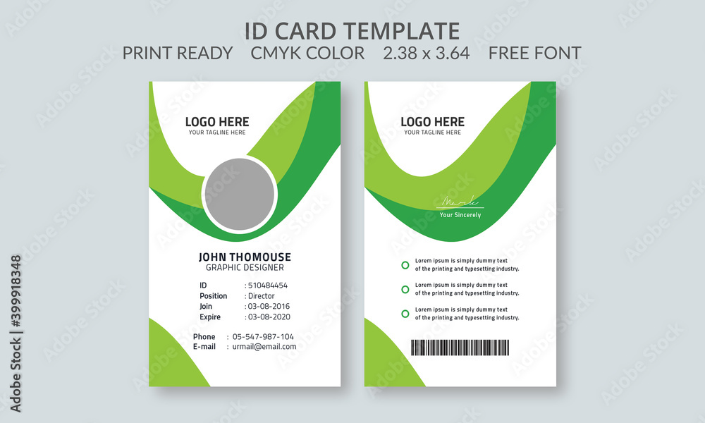 Green id card layout Stock Vector | Adobe Stock