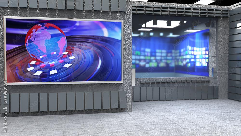 Backdrop For TV Shows .TV On Wall.3D Virtual News Studio Background, 3d ...