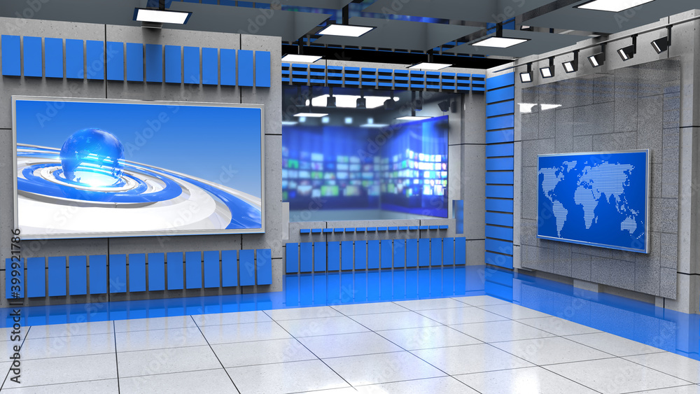 Backdrop For TV Shows .TV On Wall.3D Virtual News Studio Background, 3d ...