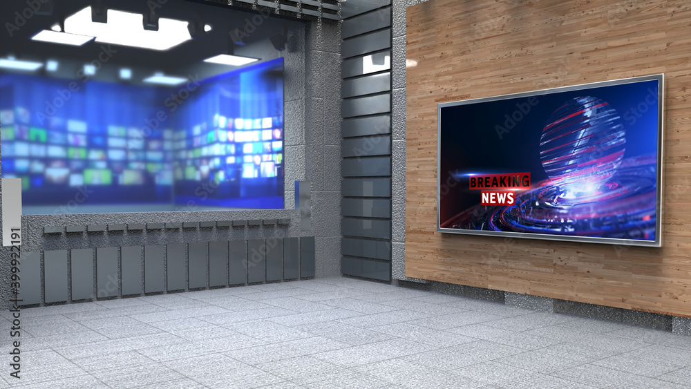 Backdrop For TV Shows .TV On Wall.3D Virtual News Studio Background, 3d ...