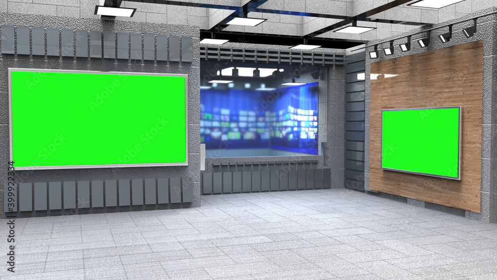 Backdrop For TV Shows .TV On Wall.3D Virtual News Studio Background, 3d ...