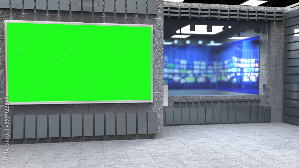 Backdrop For TV Shows .TV On Wall.3D Virtual News Studio Background, 3d ...