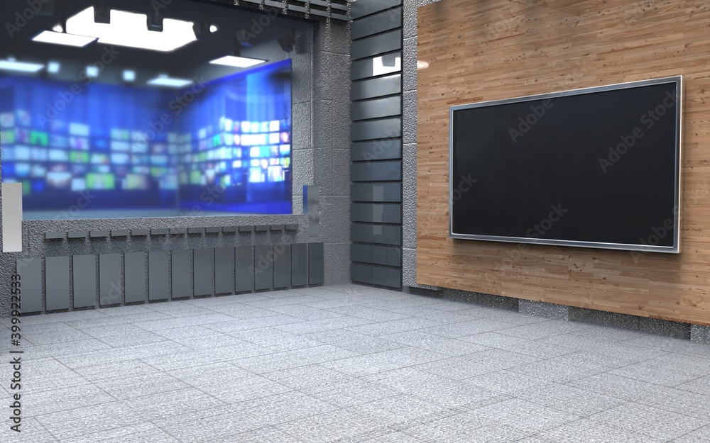 Backdrop For TV Shows .TV On Wall.3D Virtual News Studio Background, 3d ...