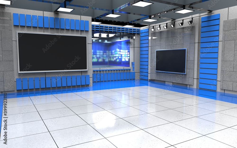 Backdrop For TV Shows .TV On Wall.3D Virtual News Studio Background, 3d ...