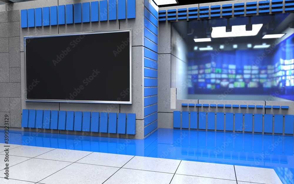 Backdrop For TV Shows .TV On Wall.3D Virtual News Studio Background, 3d ...