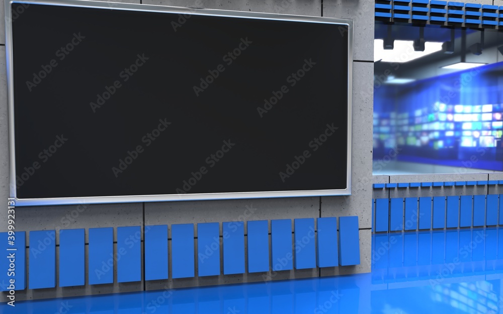 Backdrop For TV Shows .TV On Wall.3D Virtual News Studio Background, 3d ...