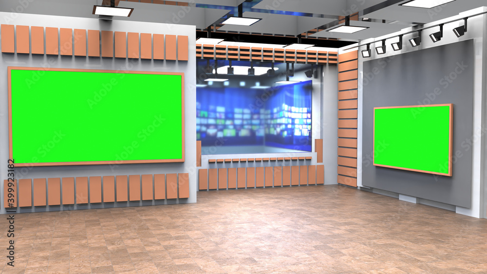 Backdrop For TV Shows .TV On Wall.3D Virtual News Studio Background, 3d ...
