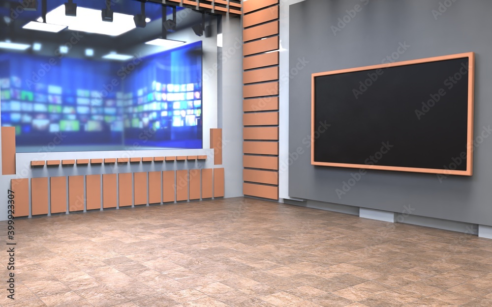 Backdrop For TV Shows .TV On Wall.3D Virtual News Studio Background, 3d ...