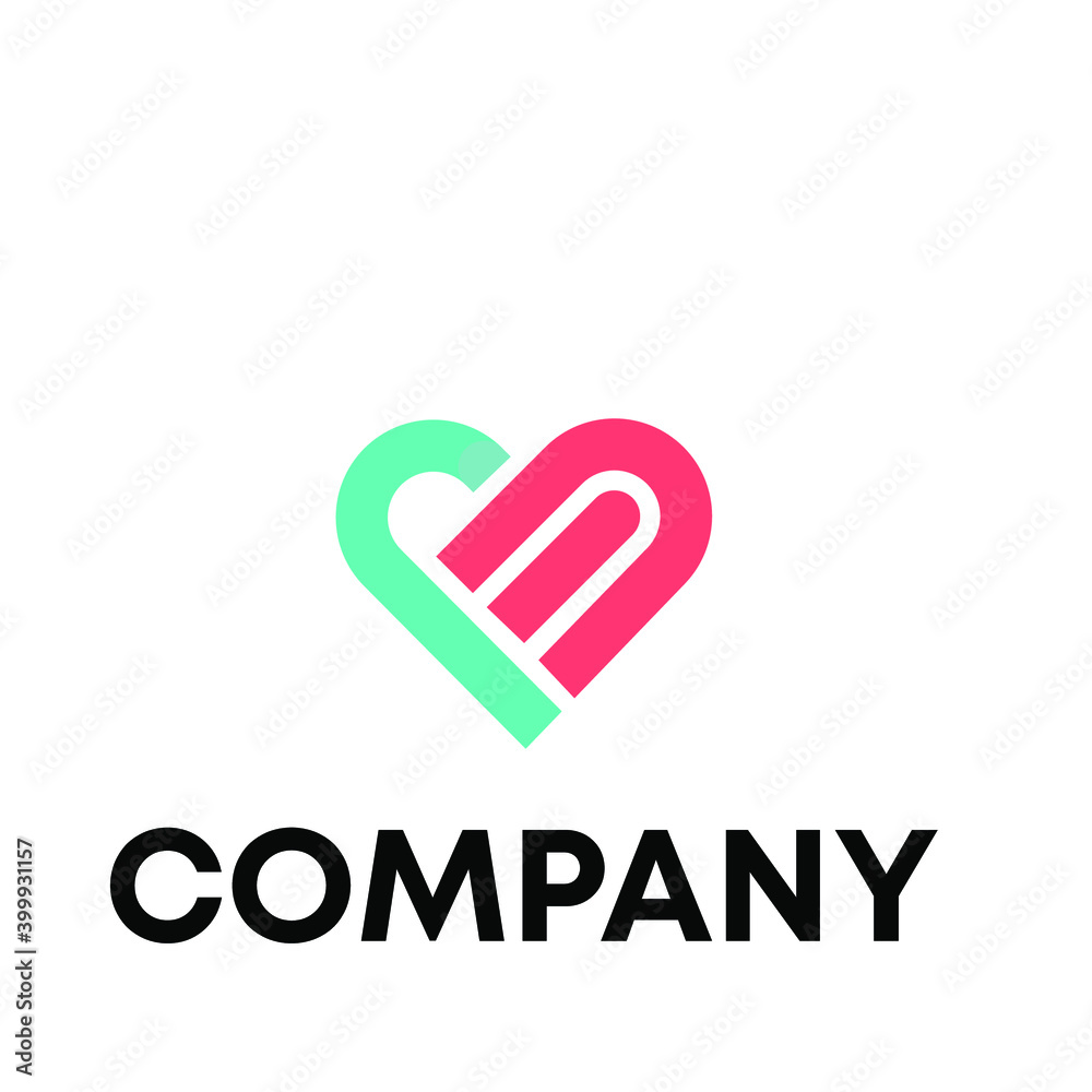 M Heart logo design Stock Vector | Adobe Stock
