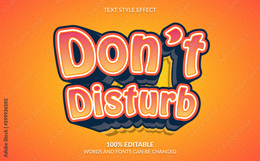 Editable text effect, Don't disturb text style Stock Vector | Adobe Stock