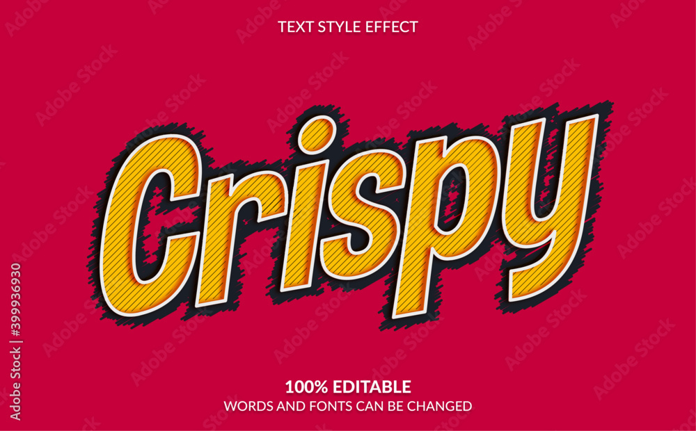 Editable text effect, Crispy text style Stock Vector | Adobe Stock