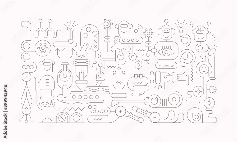 Dark line art isolated on a white background Artificial Intelligence ...